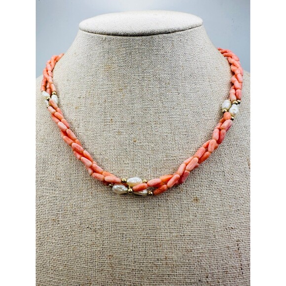 Vintage | Jewelry | Vintage 4k Gold Filled Natural Coral Biwa Pearl ...
